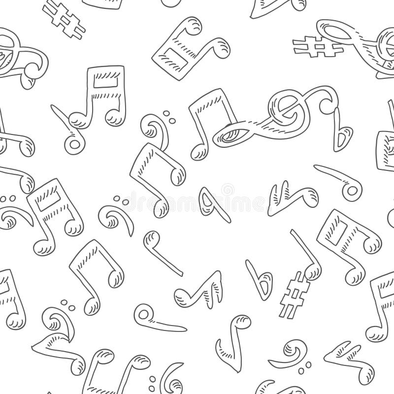 Notes Seamless Pattern. Music Theme Vector Background Stock Vector ...