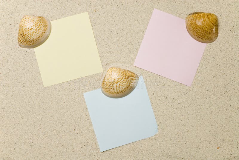 Notes with Seashells on Sand Stock Photo - Image of blank, coral: 5206598