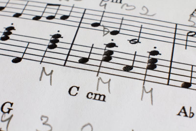 Notes on sheet music stock photo. Image of learning - 244992810