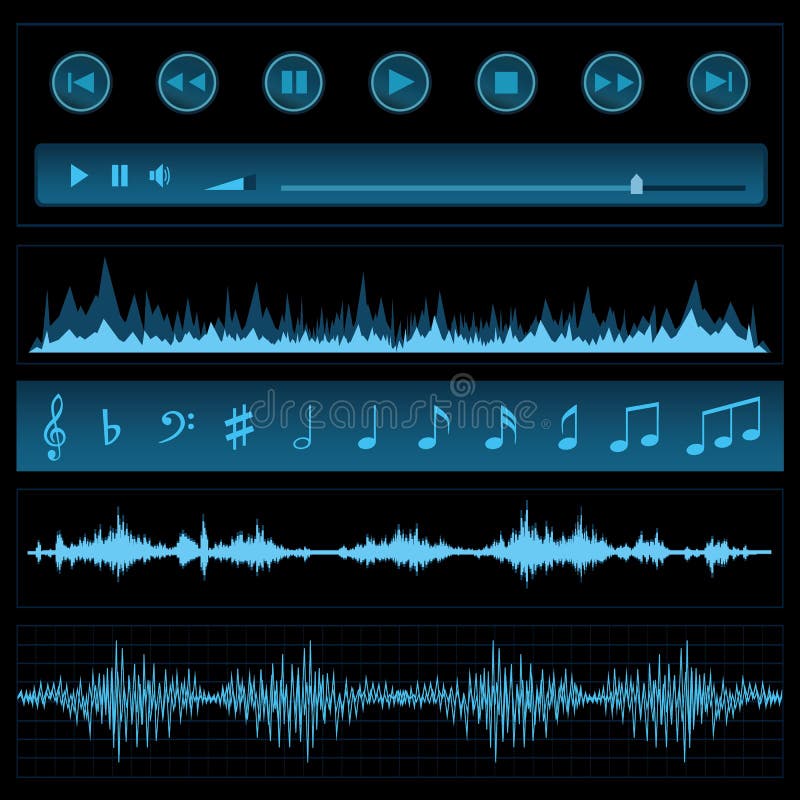 Audio Waveforms, Music Notes Stock Vector - Illustration of melody ...