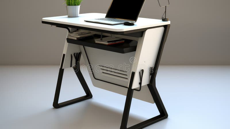 Notes Standing Computer Desk Stock Illustration - Illustration of ...
