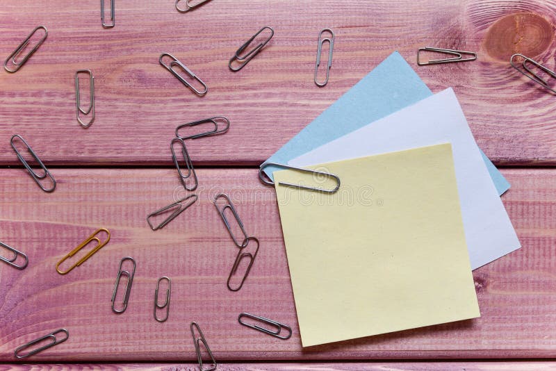 Notes, Sticker, Paper Clips Stock Photo - Image of record, colored ...