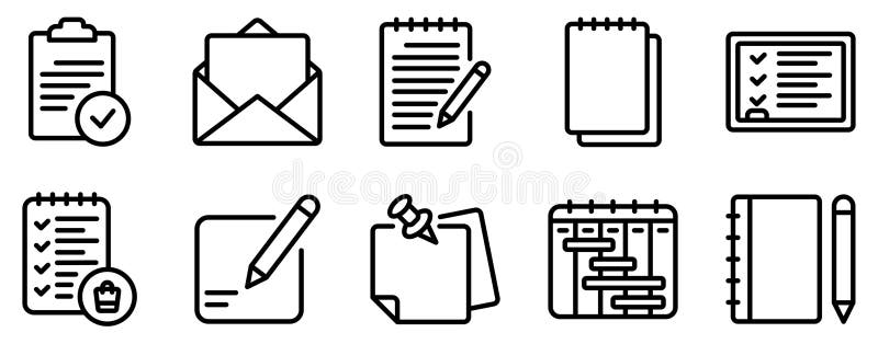Notes and Tasks Icon Set Organized Line Style Collection for ...