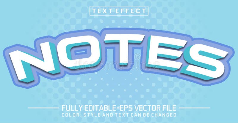 Notes Text Editable Style Effect Stock Vector - Illustration of font ...