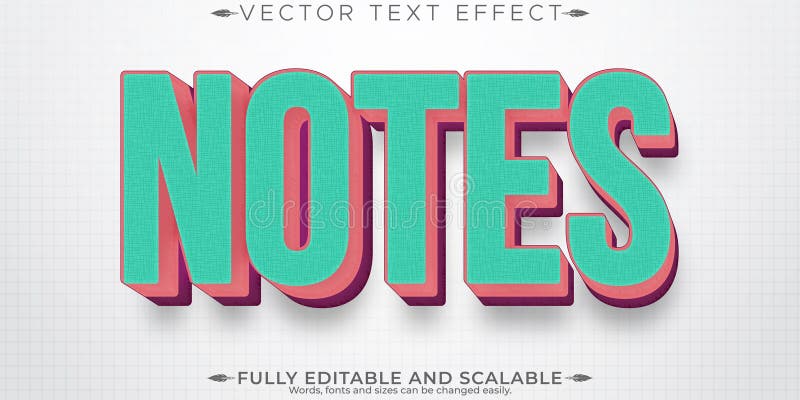 Notes Text Effect, Editable School and Sketch Text Style Stock Vector ...