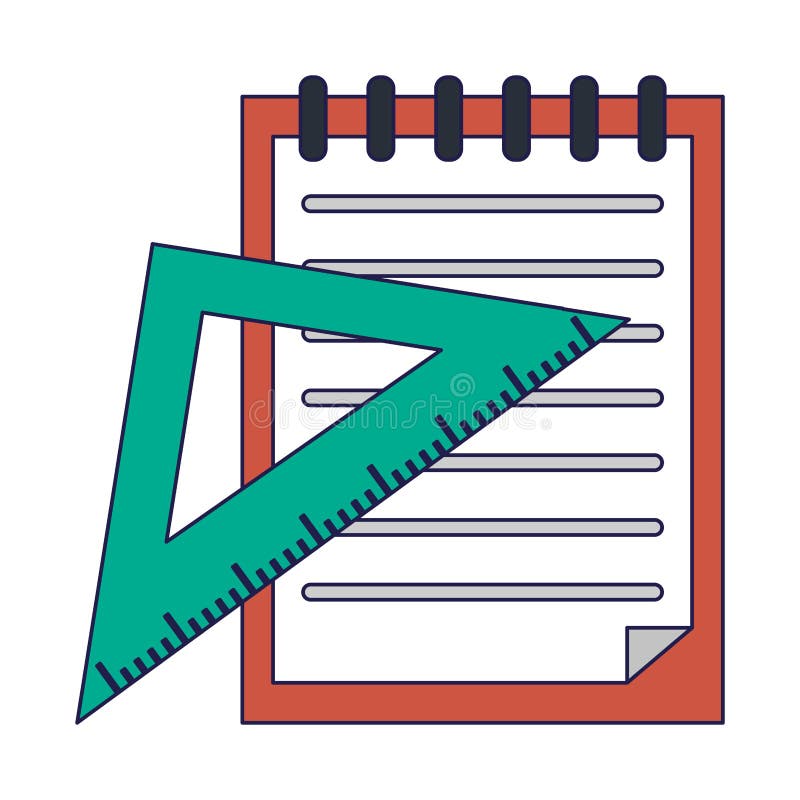 Notes with triangle ruler stock vector. Illustration of background ...