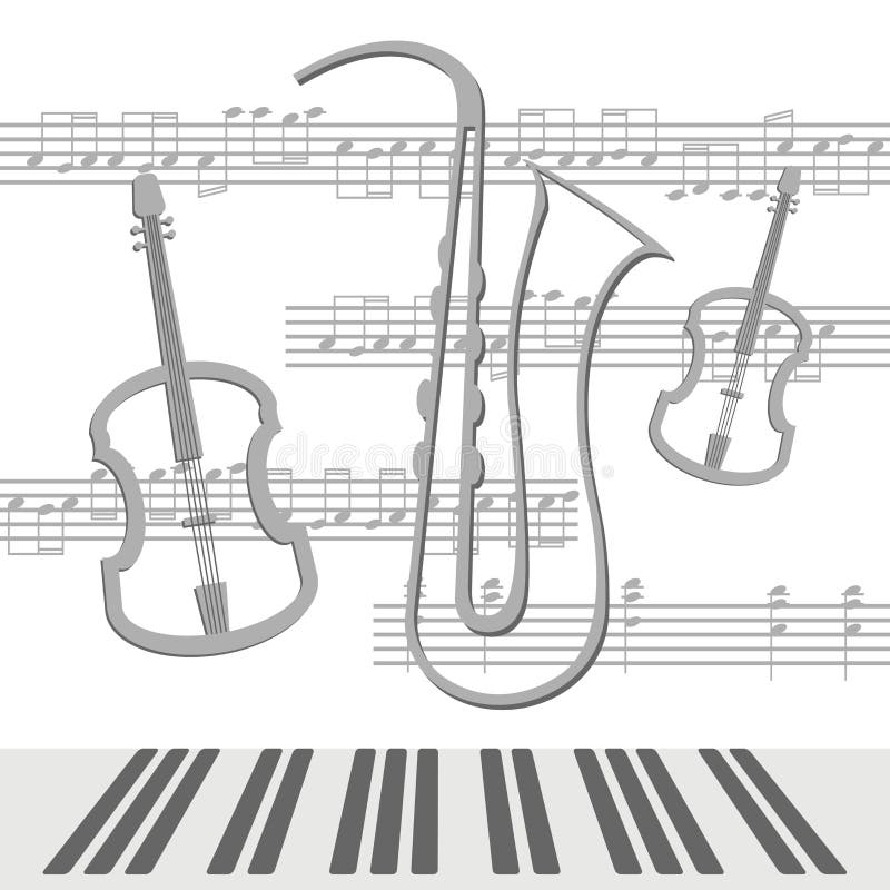 Saxophone with notes stock vector. Illustration of music - 61860498