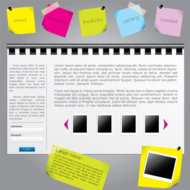 Notes website template stock vector. Illustration of creative - 17349869