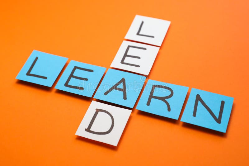 Notes with Words Lead and Learn on Orange Background Stock Photo ...