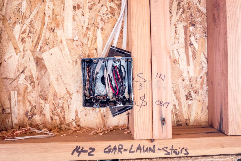 New Home Construction Wiring Box Stock Image - Image of wires, utility ...