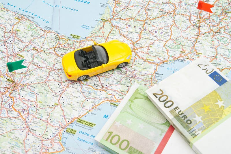 Notes and Yellow Car on Map Stock Image - Image of drive, lost: 53884561