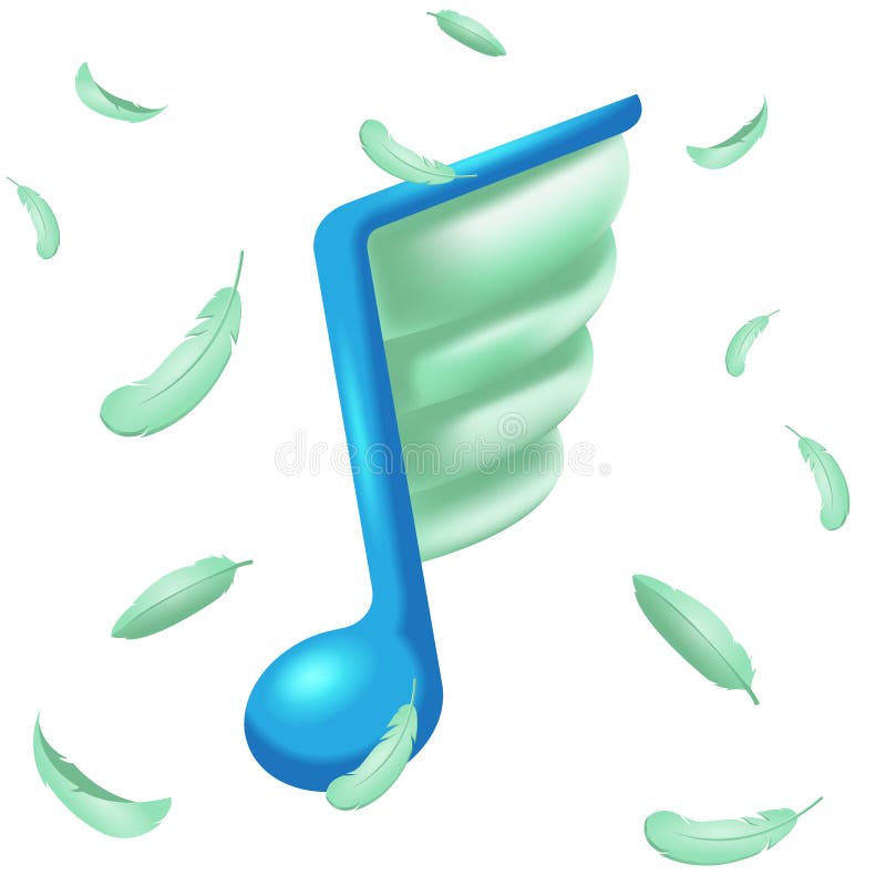 Notez La Plume Wing Icon Symbol Vector De Musique Illustration de ...