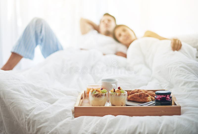 Nothing Better Than Breakfast in Bed. Shot of a Loving Young Couple ...