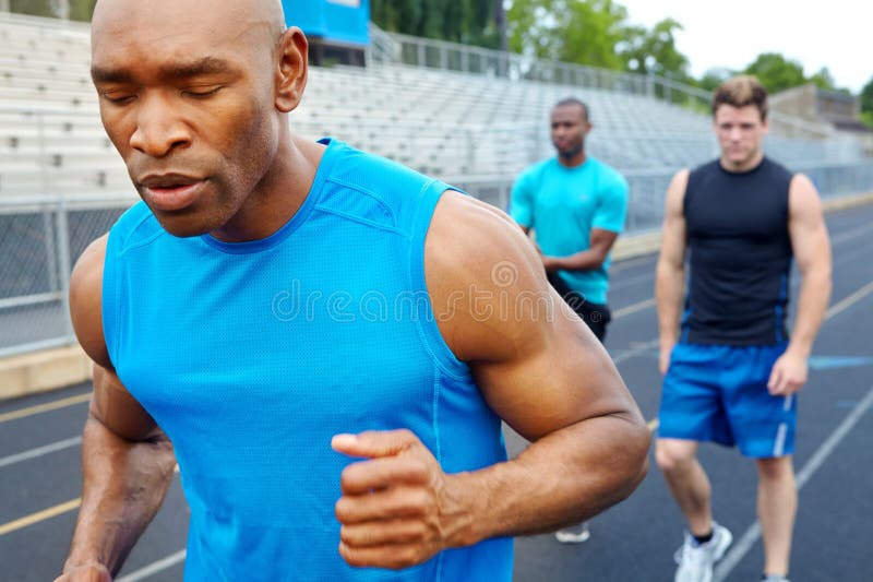 Nothing Matters when he Runs. Close Up of a Male Runner with ...