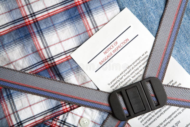 Notice of Baggage Inspection Stock Photo - Image of advisory, clothes ...