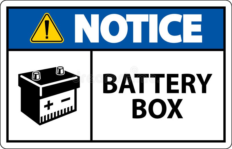 Notice Battery Box with Icon Sign on White Background Stock Vector ...