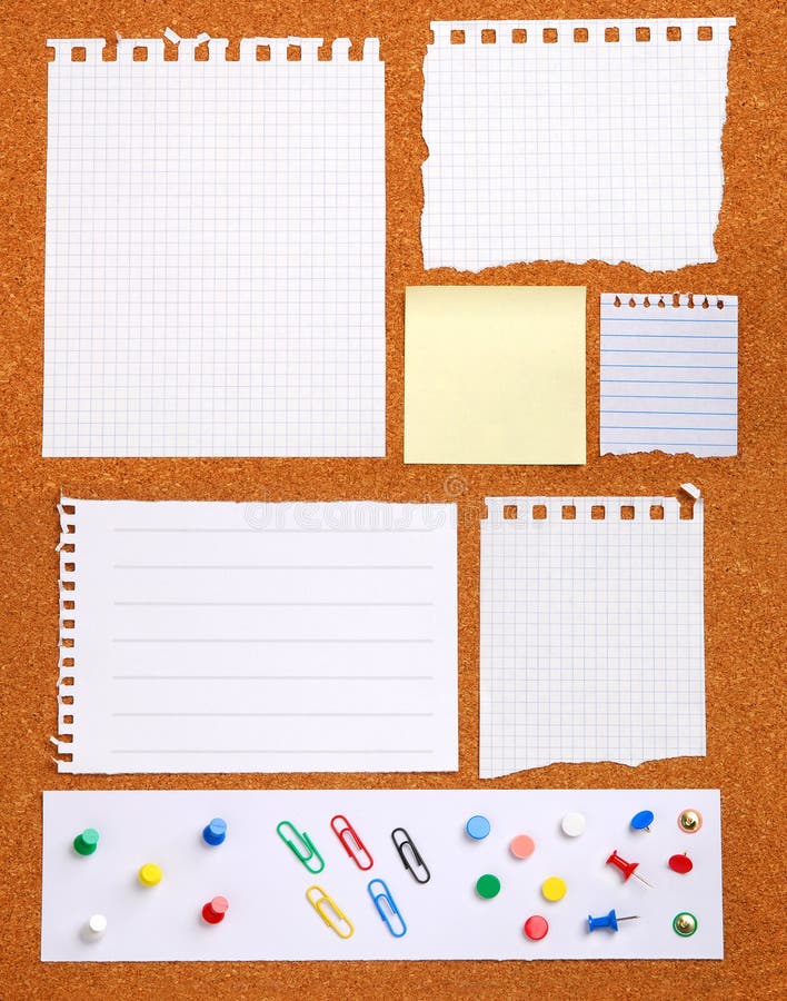 Paper on a notice board. stock photo. Image of office - 4185218