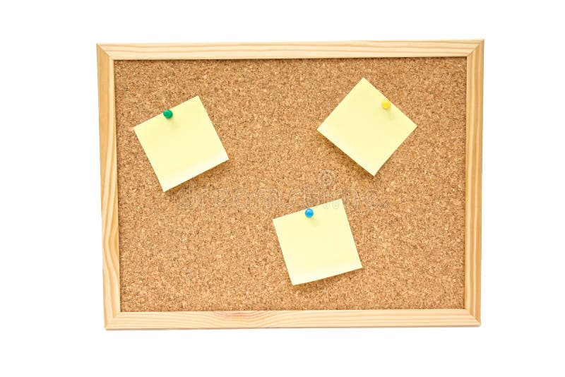 Notice Board Isolated on White with Sticky Notes Stock Photo - Image of ...