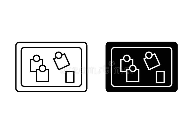Notice Board with Notes Linear Art Icon Set. Notice Board with Notes ...