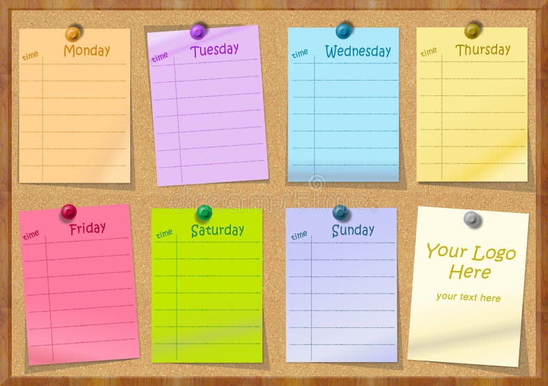 Notice board with post it stock image. Image of pink - 44307091