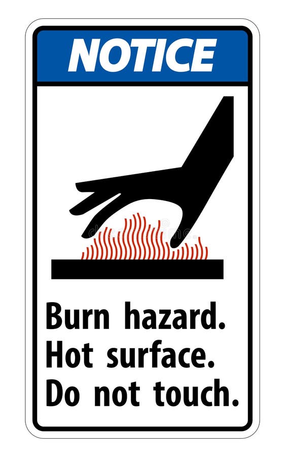 Notice Burn Hazard Safety,Do Not Touch Label Sign on White Background ...