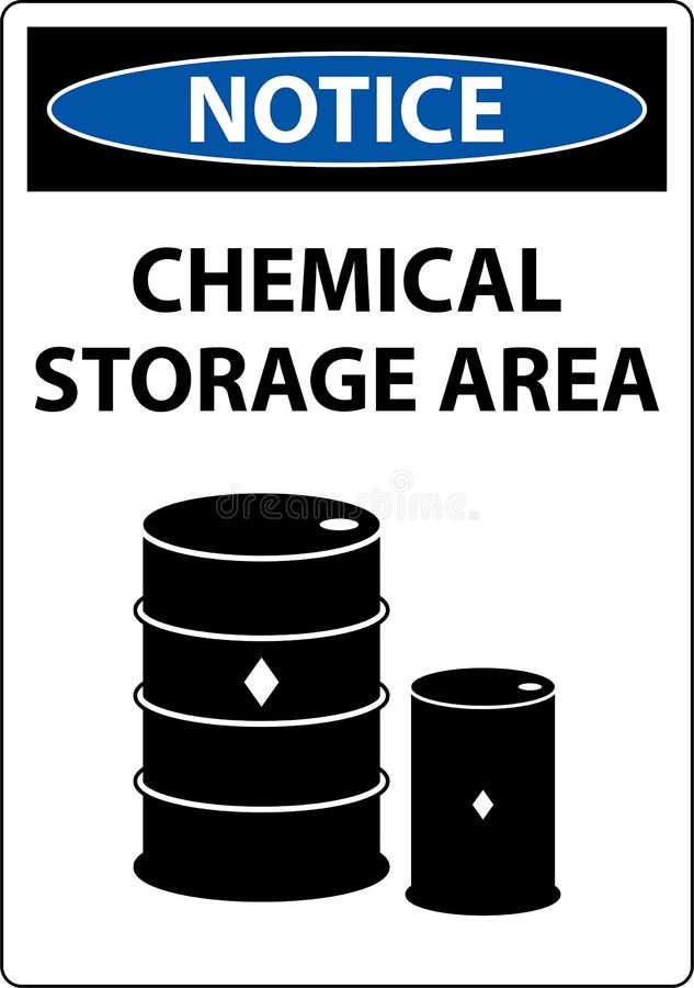 Notice Chemical Storage Area Sign on White Background Stock Vector ...