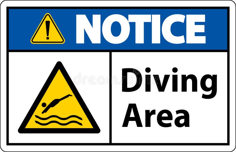Notice Diving Area Hazard Sign on White Background Stock Vector ...