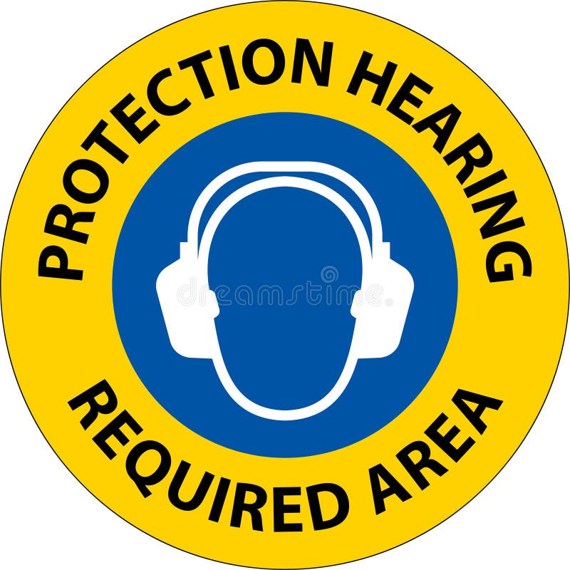 Notice Double Hearing Protection Sign On White Background Stock Vector