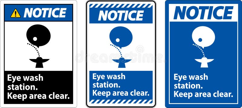 Notice Eye Wash Station Keep Area Clear Sign Stock Vector ...