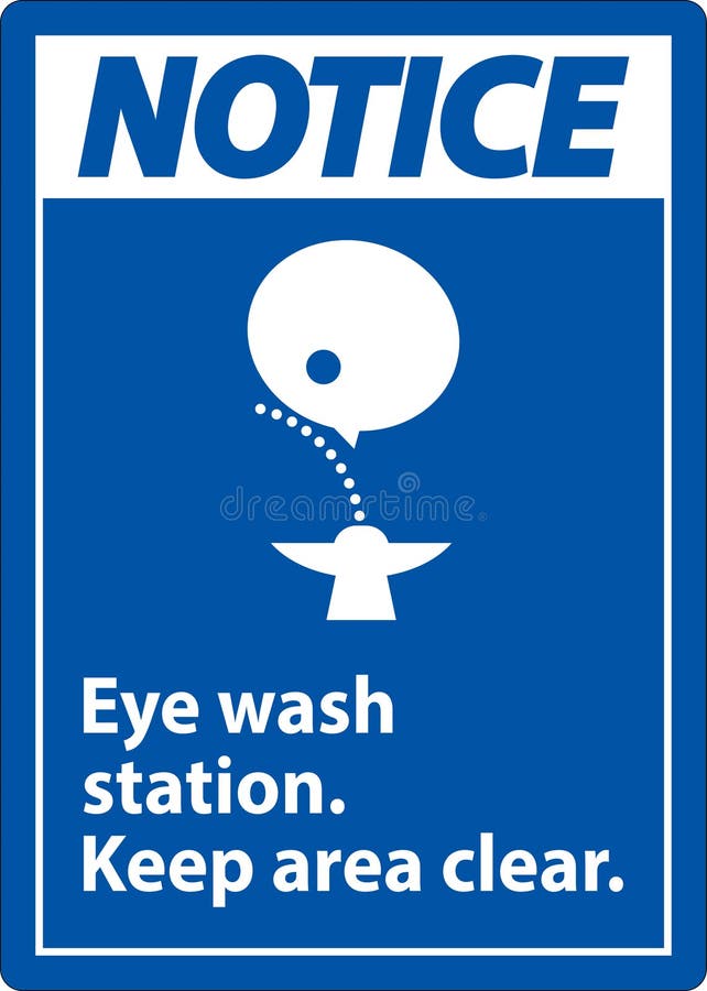 Notice Eye Wash Station Keep Area Clear Sign Stock Vector ...
