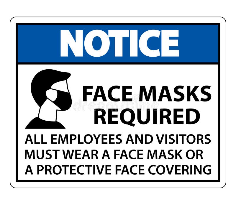 Notice Face Masks Required and Body Temperature Sign Vector Face ...