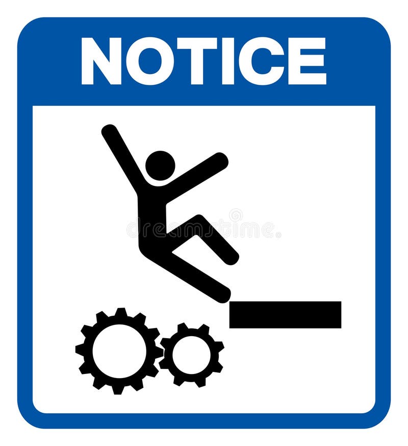 Notice Falling of Moving Machinery Hazard Symbol Sign, Vector ...