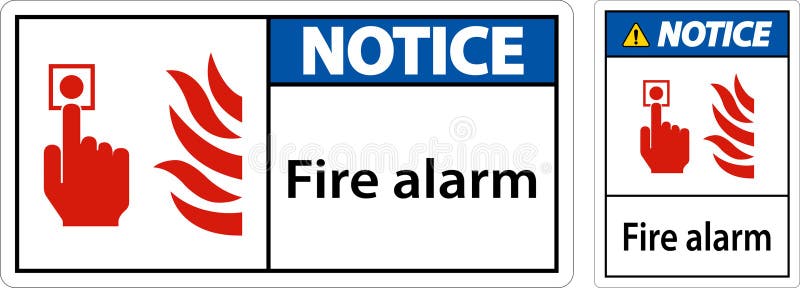 Notice Fire Alarm Sign on White Background Stock Vector - Illustration ...