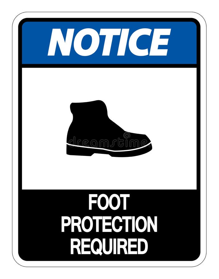 Notice Foot Protection Required in this Area Symbol Sign, Vector ...