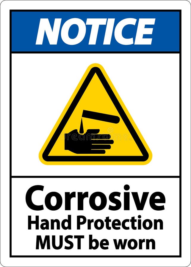 Notice Hand Protection Must Be Worn Sign on White Background Stock ...