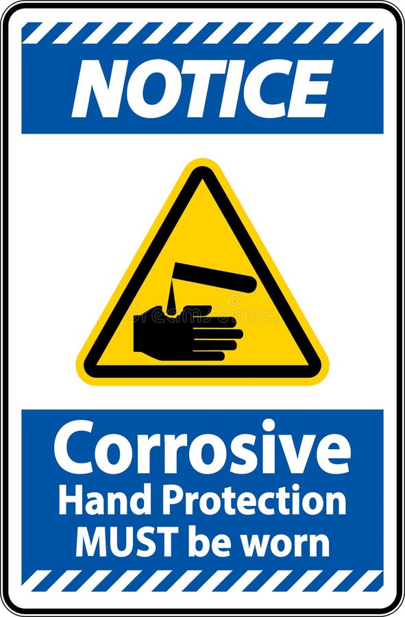 Notice Hand Protection Must Be Worn Sign on White Background Stock ...