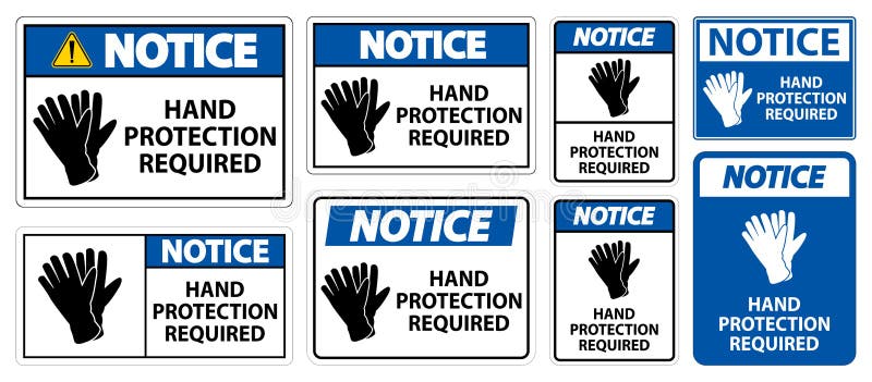 Notice Hand Protection Required Sign on White Background Stock Vector ...