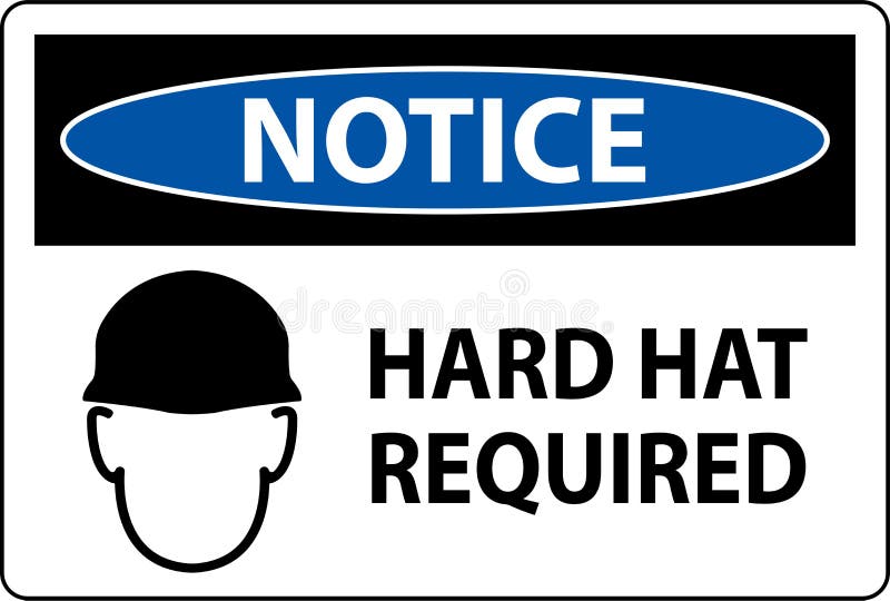 Notice Hard Hat Required Sign on White Background Stock Vector ...