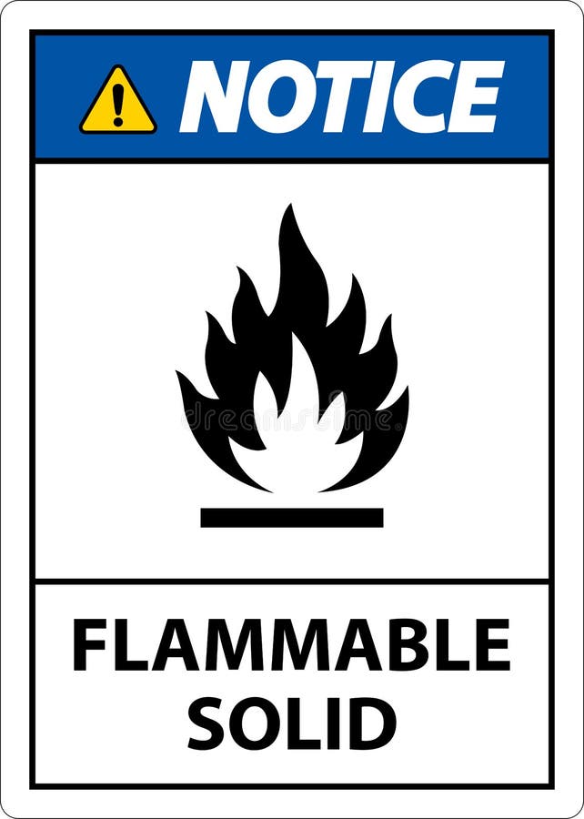 Notice Hazardous Signs Flammable Solid on White Background Stock Vector ...