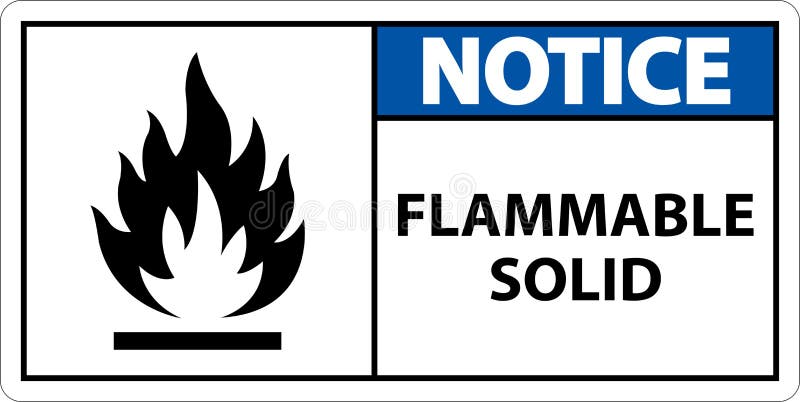 Notice Hazardous Signs Flammable Solid on White Background Stock Vector ...