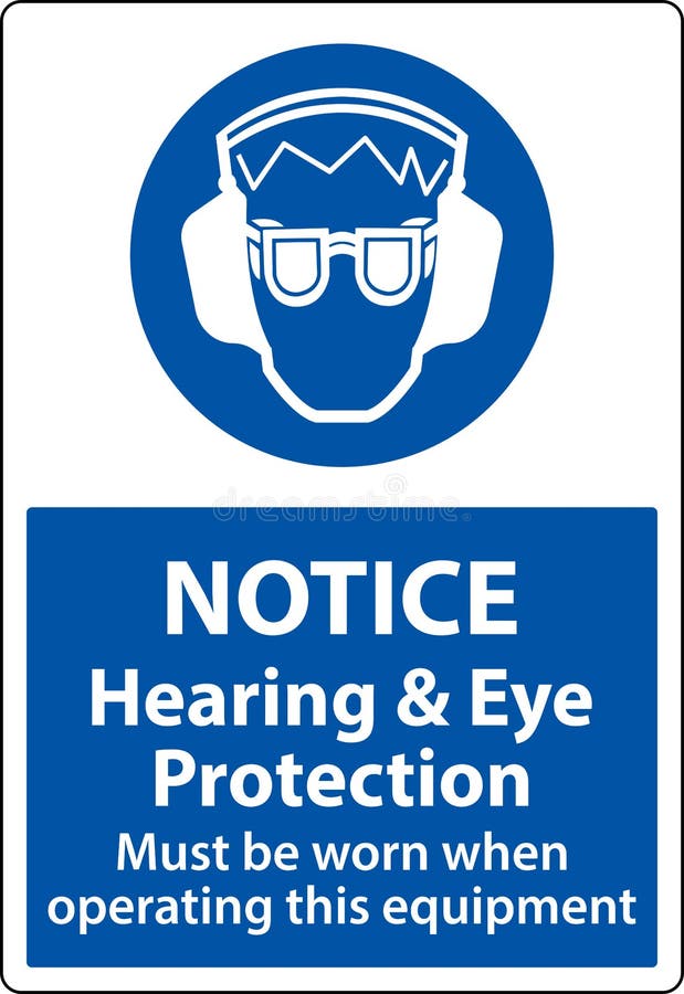 Notice Hearing Protection Required Sign on White Background Stock ...