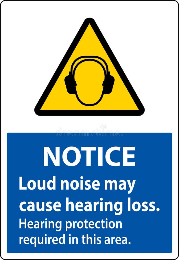Notice Hearing Protection Required Sign on White Background Stock ...