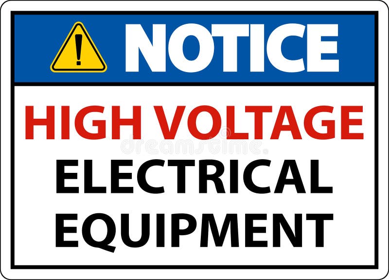 Notice High Voltage Equipment Sign on White Background Stock Vector ...