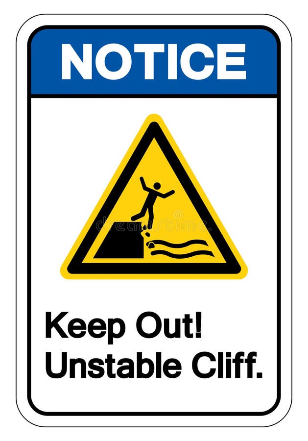 Notice Keep Out Unstable Cliff Symbol Sign, Vector Illustration ...