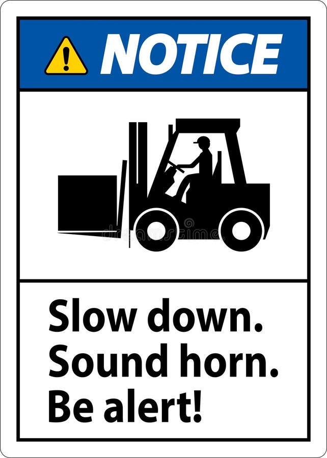 Notice Label Slow Down Sound Horn Be Alert Stock Vector - Illustration ...