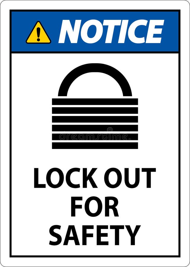 Notice Lock Out Label Sign on White Background Stock Vector ...