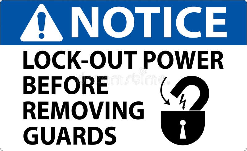 Notice Lock Out Label Sign on White Background Stock Vector ...
