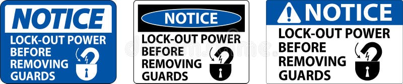 Notice Lock Out Label Sign on White Background Stock Vector ...