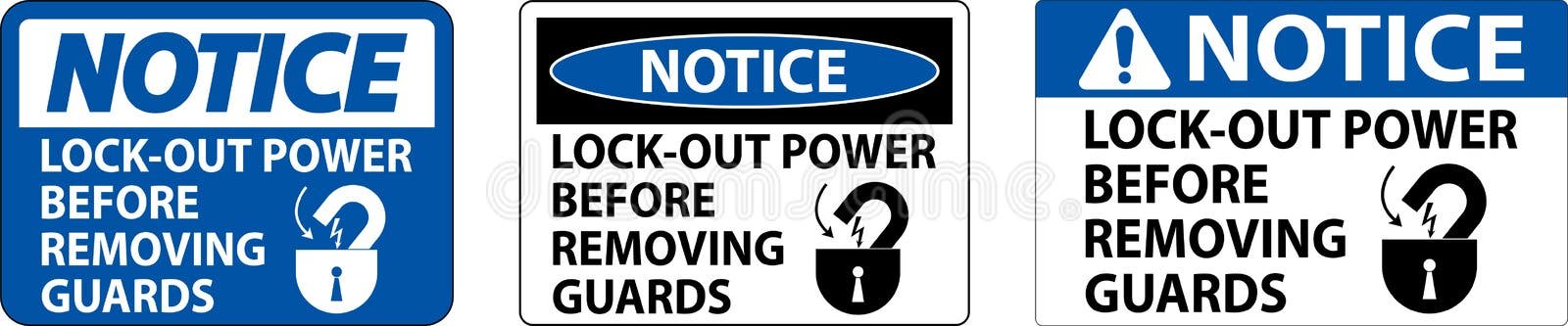Notice Lock Out Label Sign on White Background Stock Vector ...