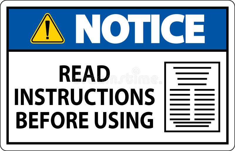 Notice Machine Sign Read Instructions before Using Stock Vector ...